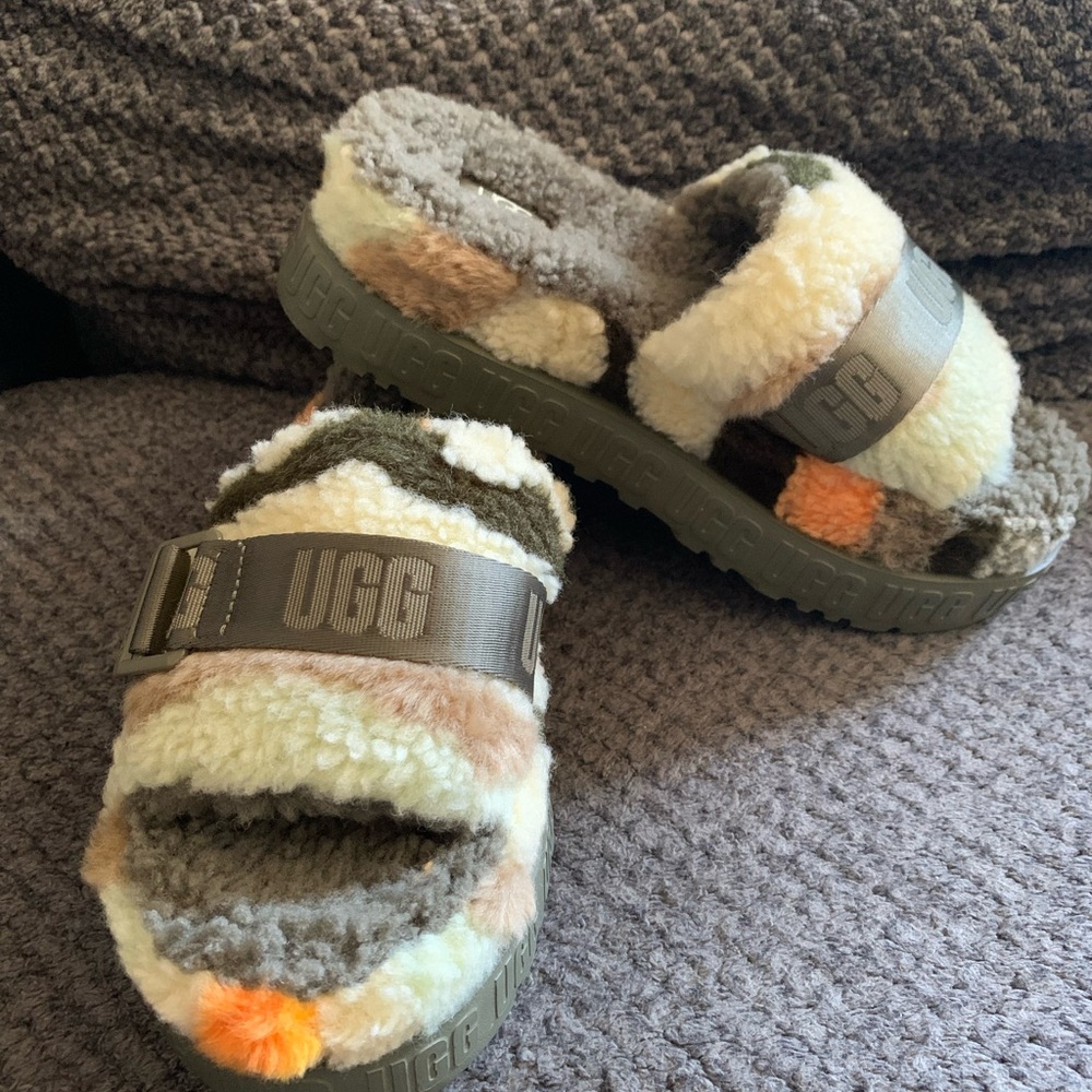 UGG FLUFFITA SLIDE CALI COLLAGE PLATFORM SANDALS SHOE… - Gem